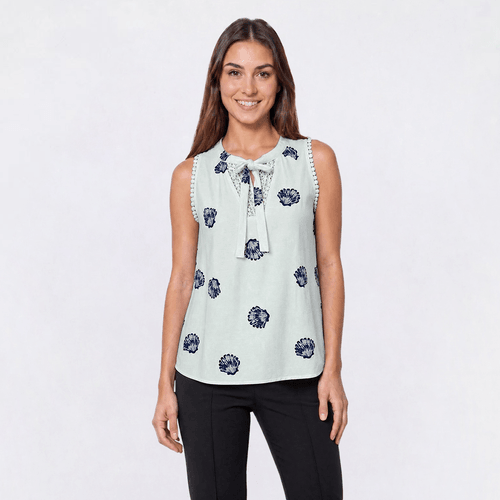 Click here for Womens Como Black Sleeveless Tie Neck Coastal Clam... prices